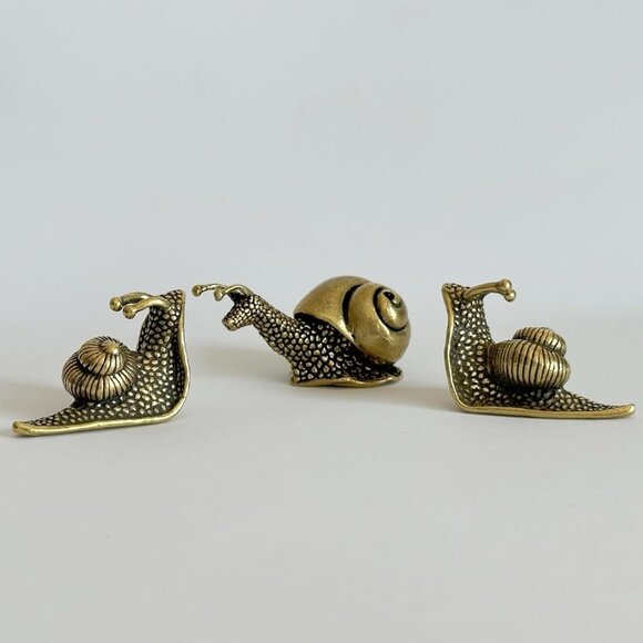 Accents | 3pcs Brass Snail Statue Decor Retro Mini Copper Snail Statue ...